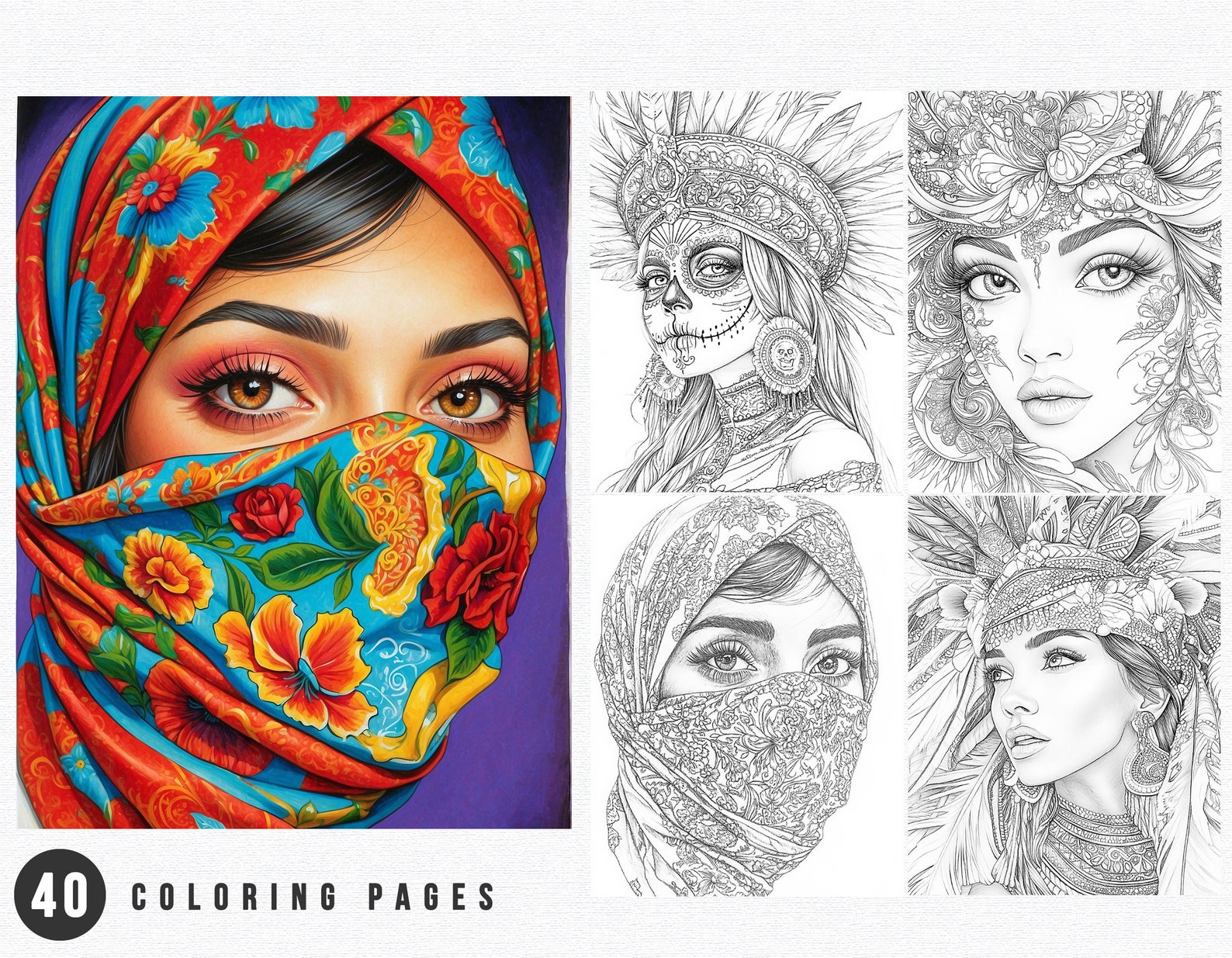 40 Grayscale Chicano Art Coloring Pages | Adult Coloring Book ...