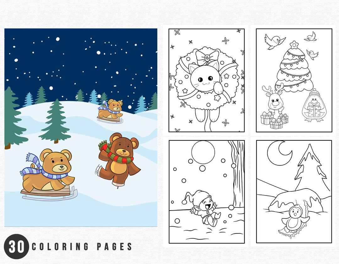 30 Christmas Coloring Pages Set 1, Christmas Printable, Christmas Games ...