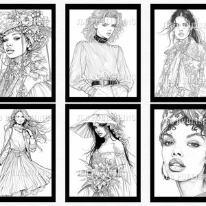 1990s Fashion Coloring Book | Grayscale Adult Coloring Pages (PDF) - Etsy