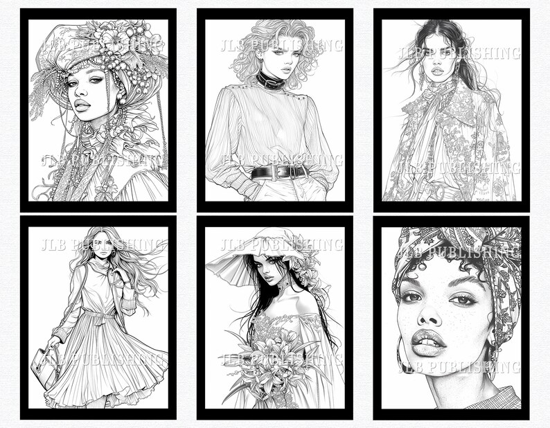 40 Fashion Flashback 1990s Grayscale Coloring Pages | Adult Coloring ...