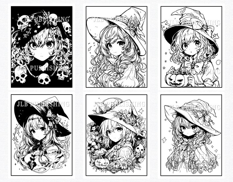 50 Halloween Anime Girl Coloring Pages Adult Coloring Book Download ...
