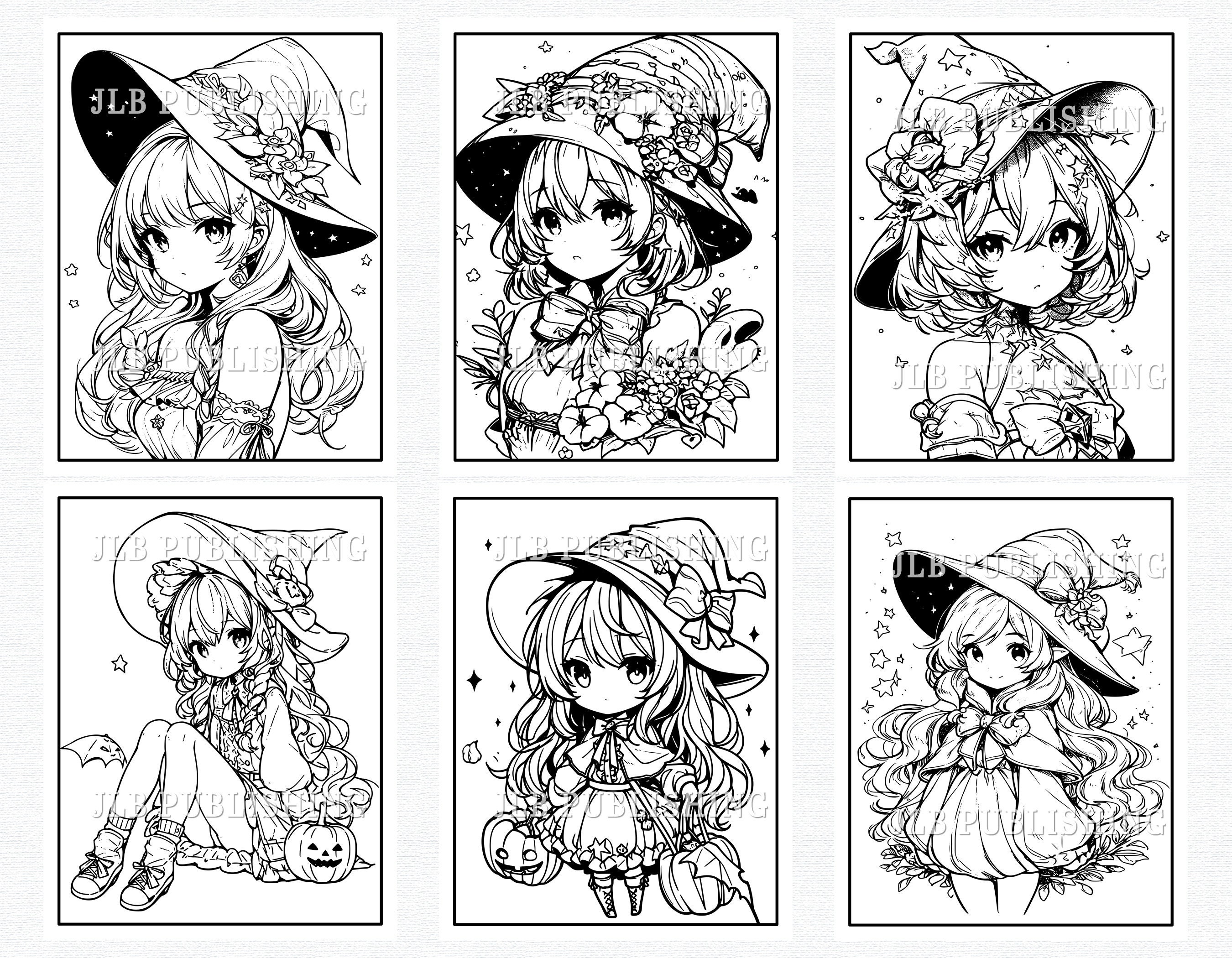 50 Halloween Anime Girl Coloring Pages Adult Coloring Book Download ...