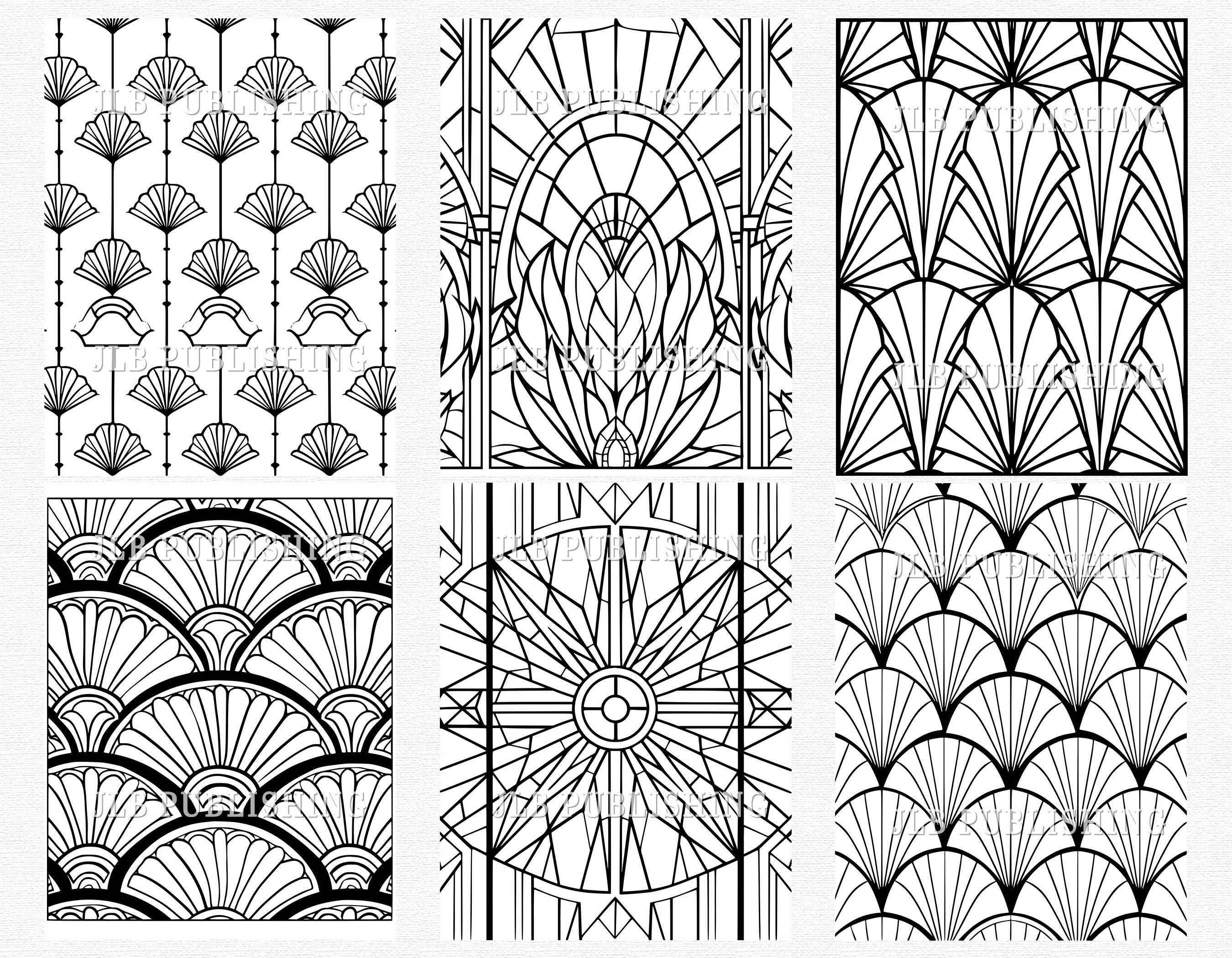 40 Art Deco Patterns Set 1 Coloring Pages | Adult Coloring Book ...