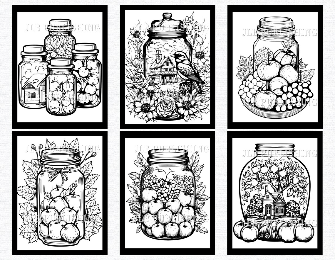 40 Autumn in A Jar Coloring Pages | Adult Kid Coloring Book Download ...