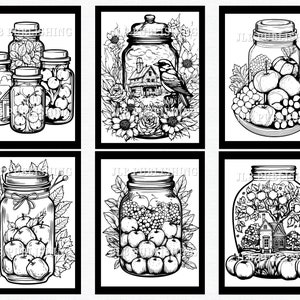 40 Autumn in A Jar Coloring Pages | Adult Kid Coloring Book Download ...