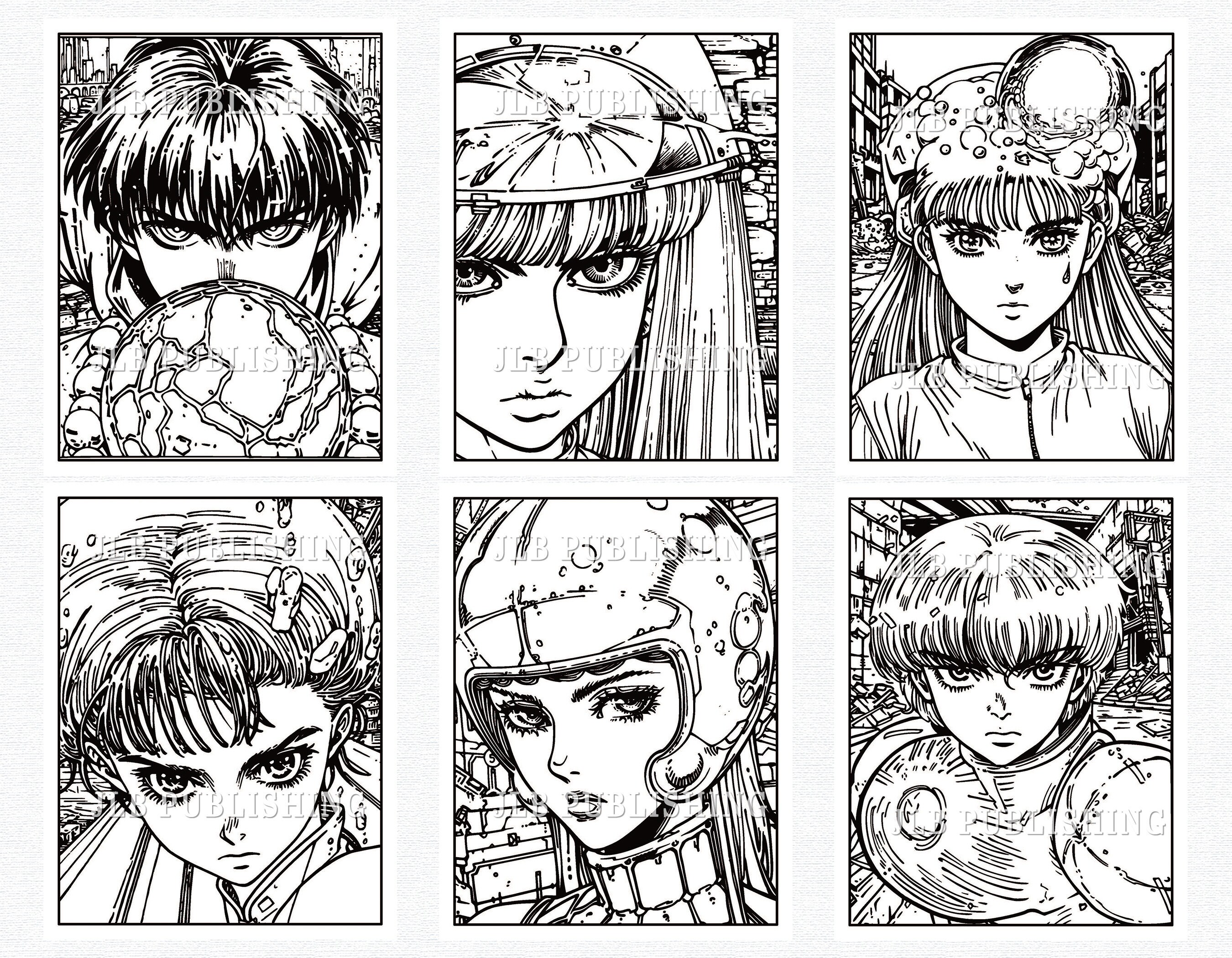 40 Dystopian Anime Dreams Coloring Pages| Adult Kid Coloring Book ...