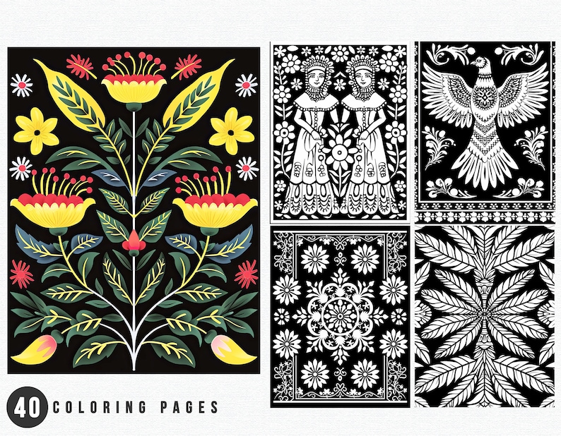 40 Ukrainian Folk Art Coloring Pages Adult Coloring Book Download ...