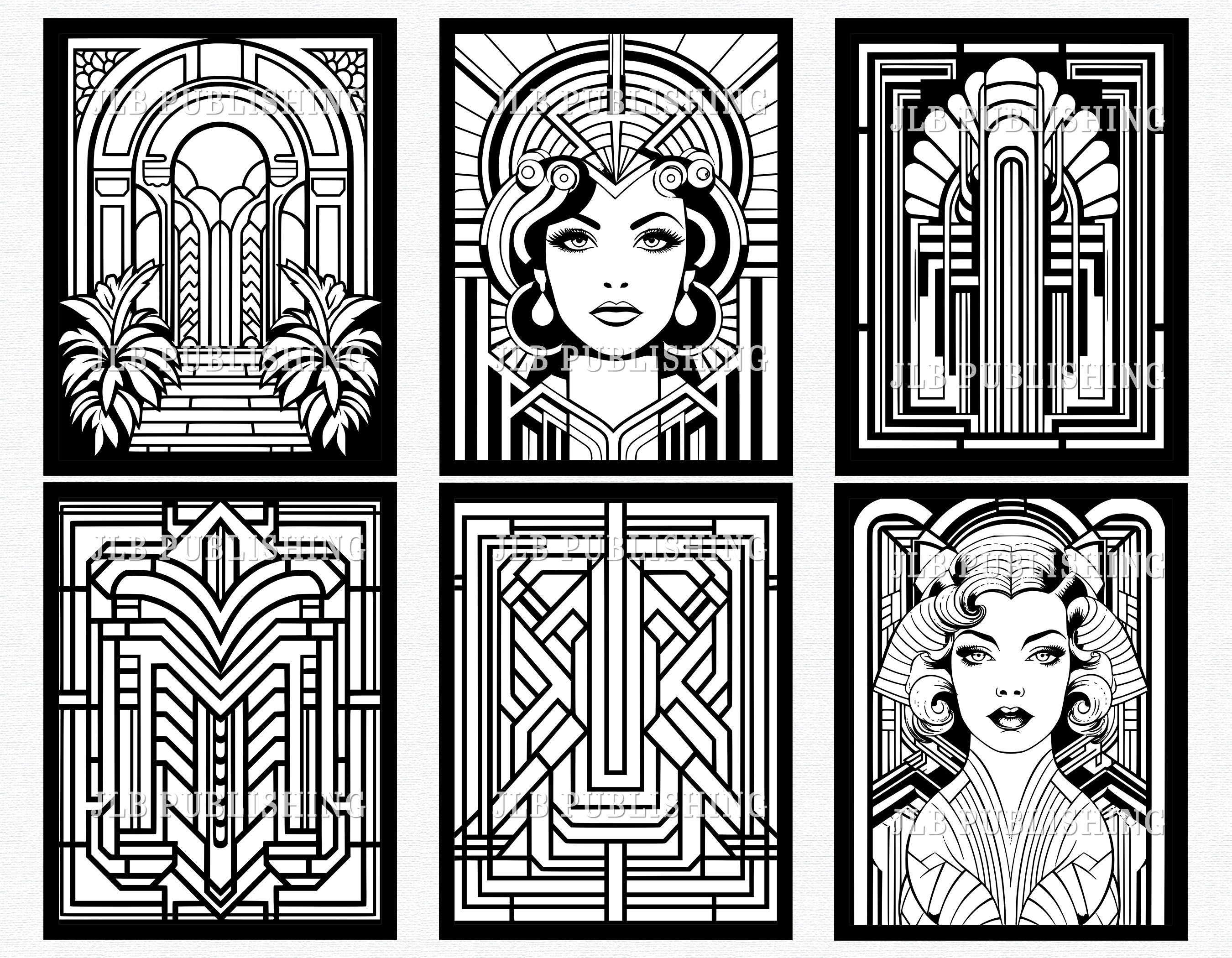 40 World of Art Deco Coloring Pages | Adult Coloring Book Download ...