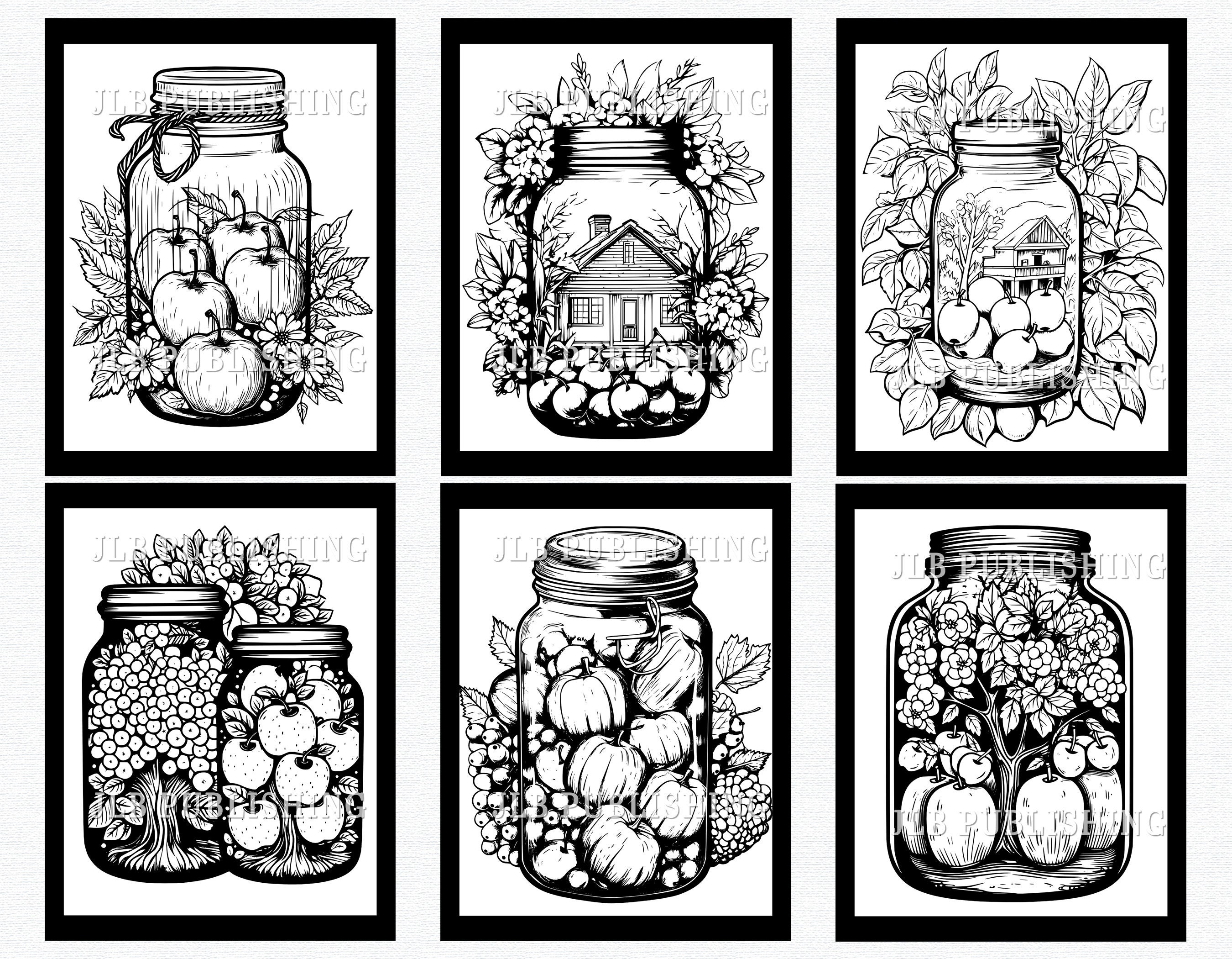 40 Autumn in A Jar Coloring Pages | Adult Kid Coloring Book Download ...