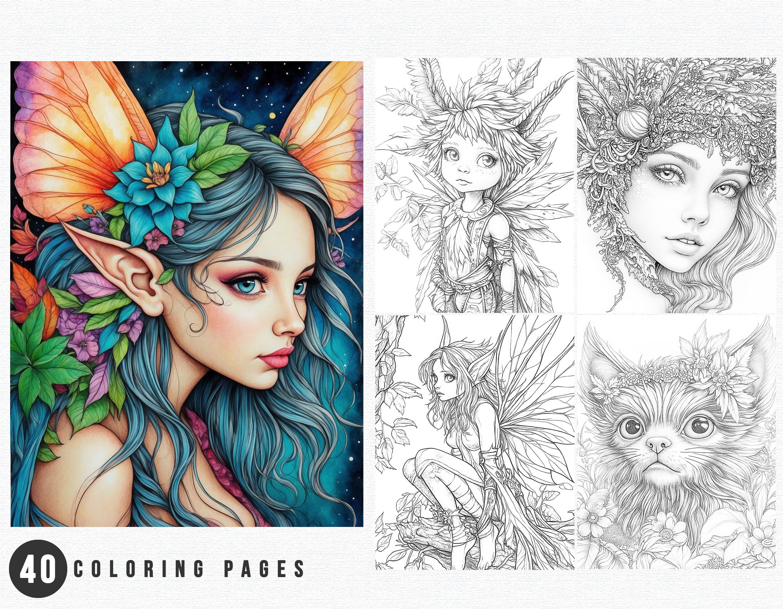 40 Grayscale Mystical Creatures Coloring Pages Adult Coloring Book ...