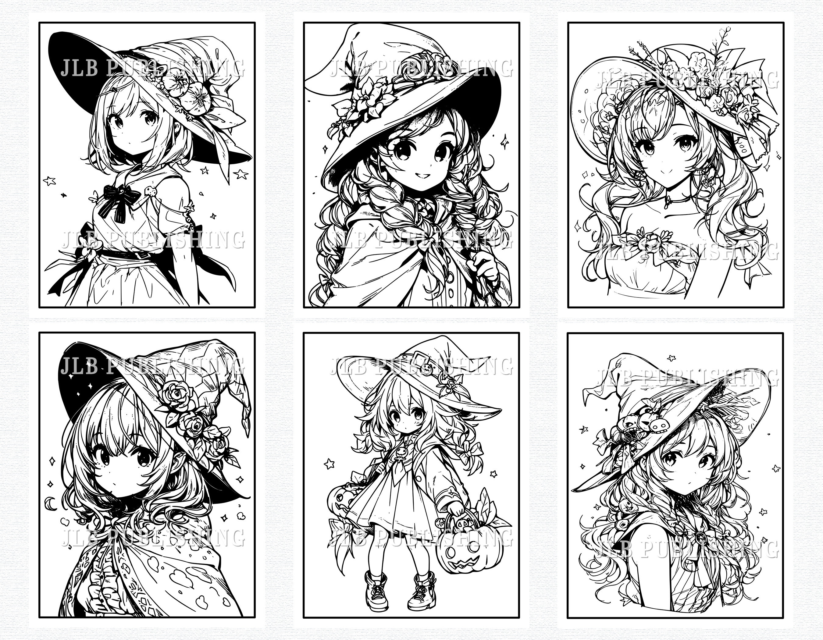 50 Halloween Anime Girl Coloring Pages Adult Coloring Book Download ...