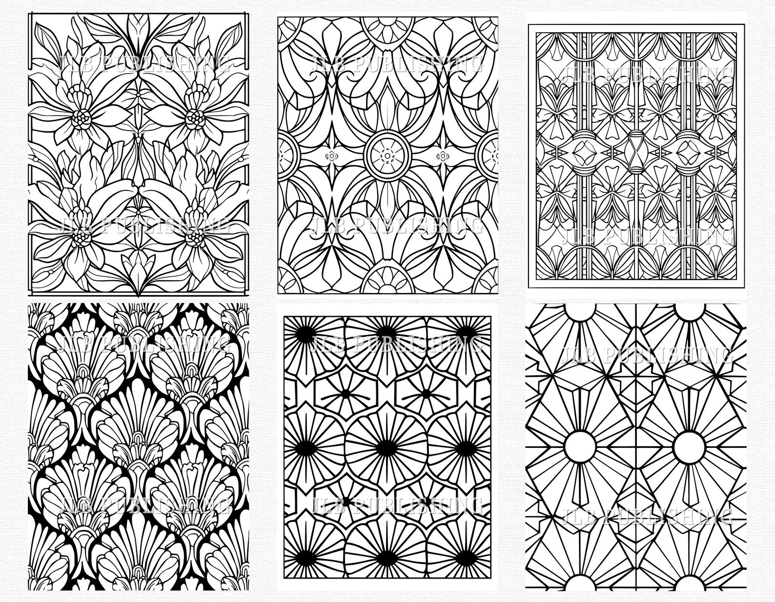 40 Art Deco Patterns Set 1 Coloring Pages | Adult Coloring Book ...