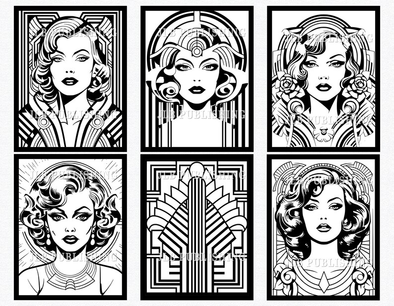 40 World of Art Deco Coloring Pages Adult Coloring Book Download ...