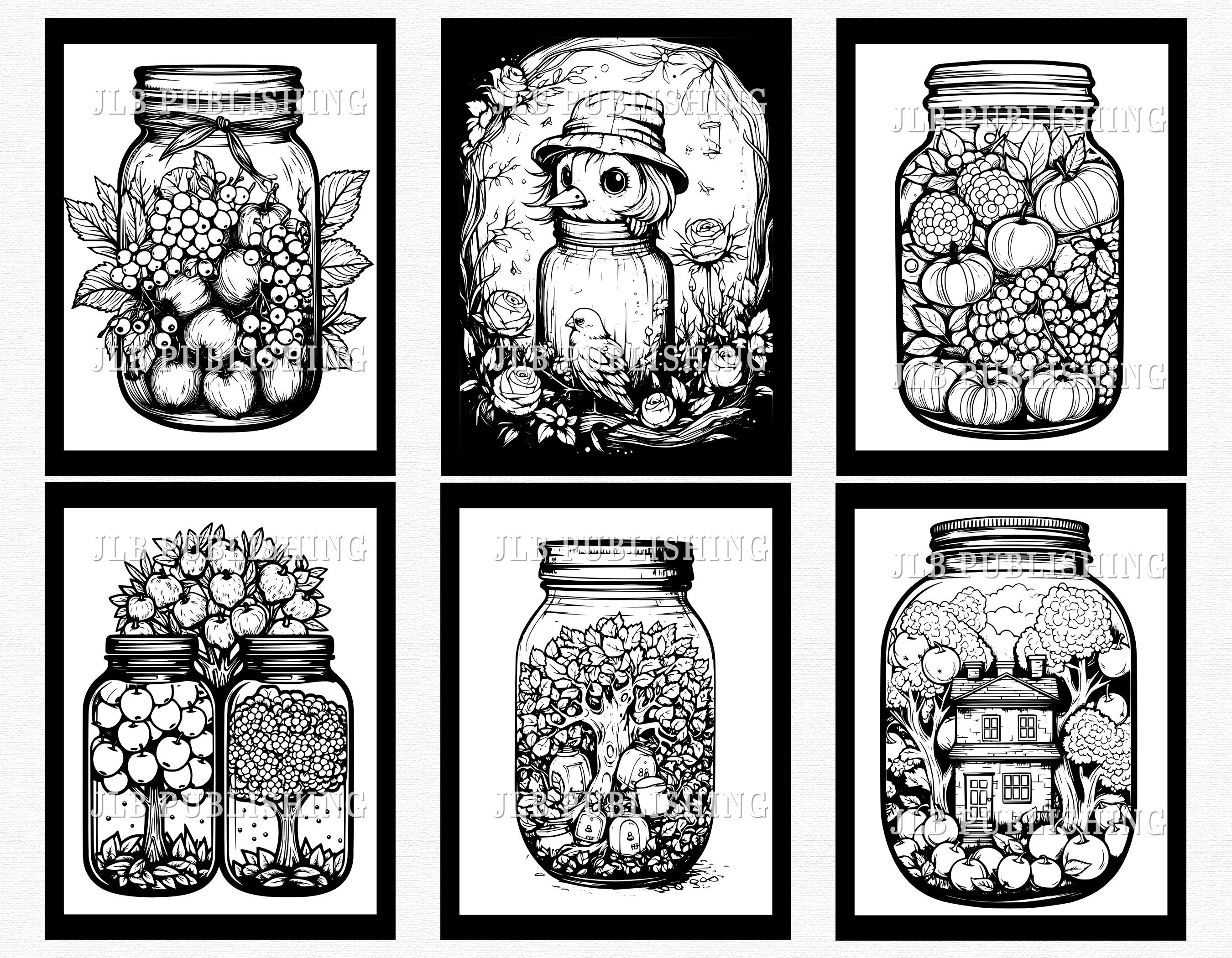 40 Autumn in A Jar Coloring Pages | Adult Kid Coloring Book Download ...