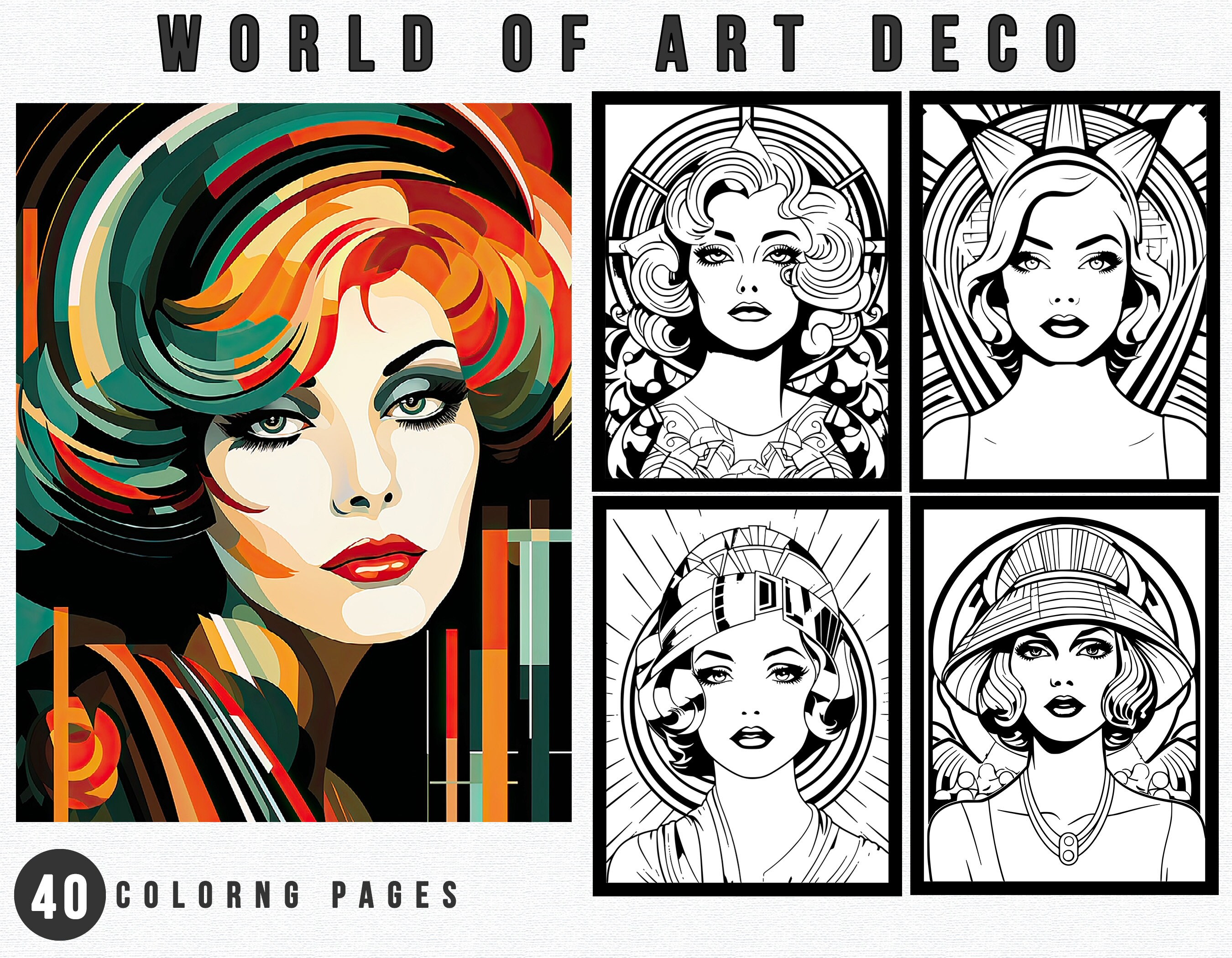 40 World of Art Deco Coloring Pages | Adult Coloring Book Download ...