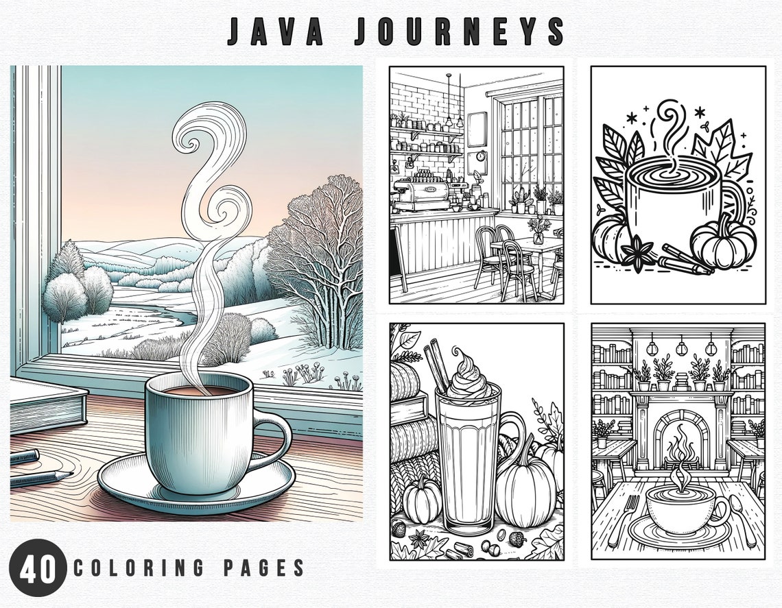 40 Java Journey Coffee Love Coloring Pages Adult Coloring Book Download ...