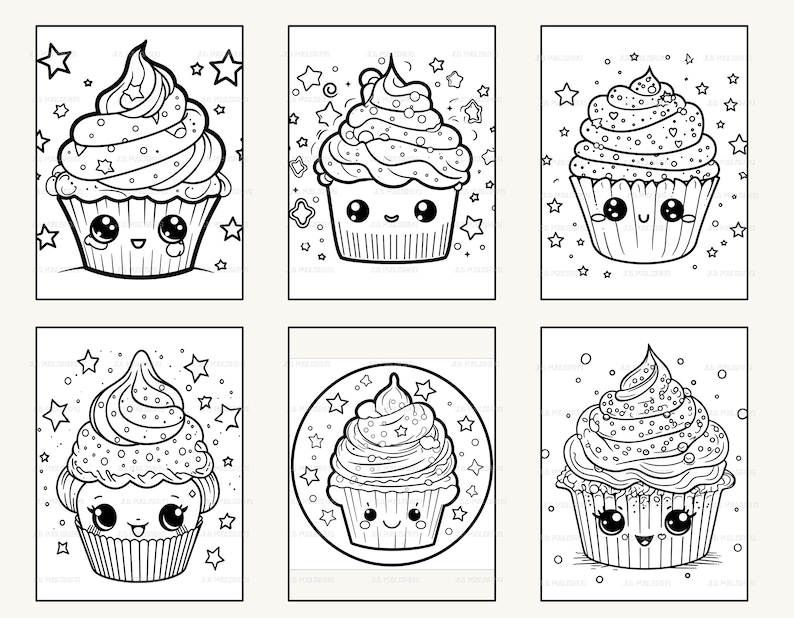 20 Kawaii Cute Cupcakes Coloring Pages Kid's Coloring Book ...