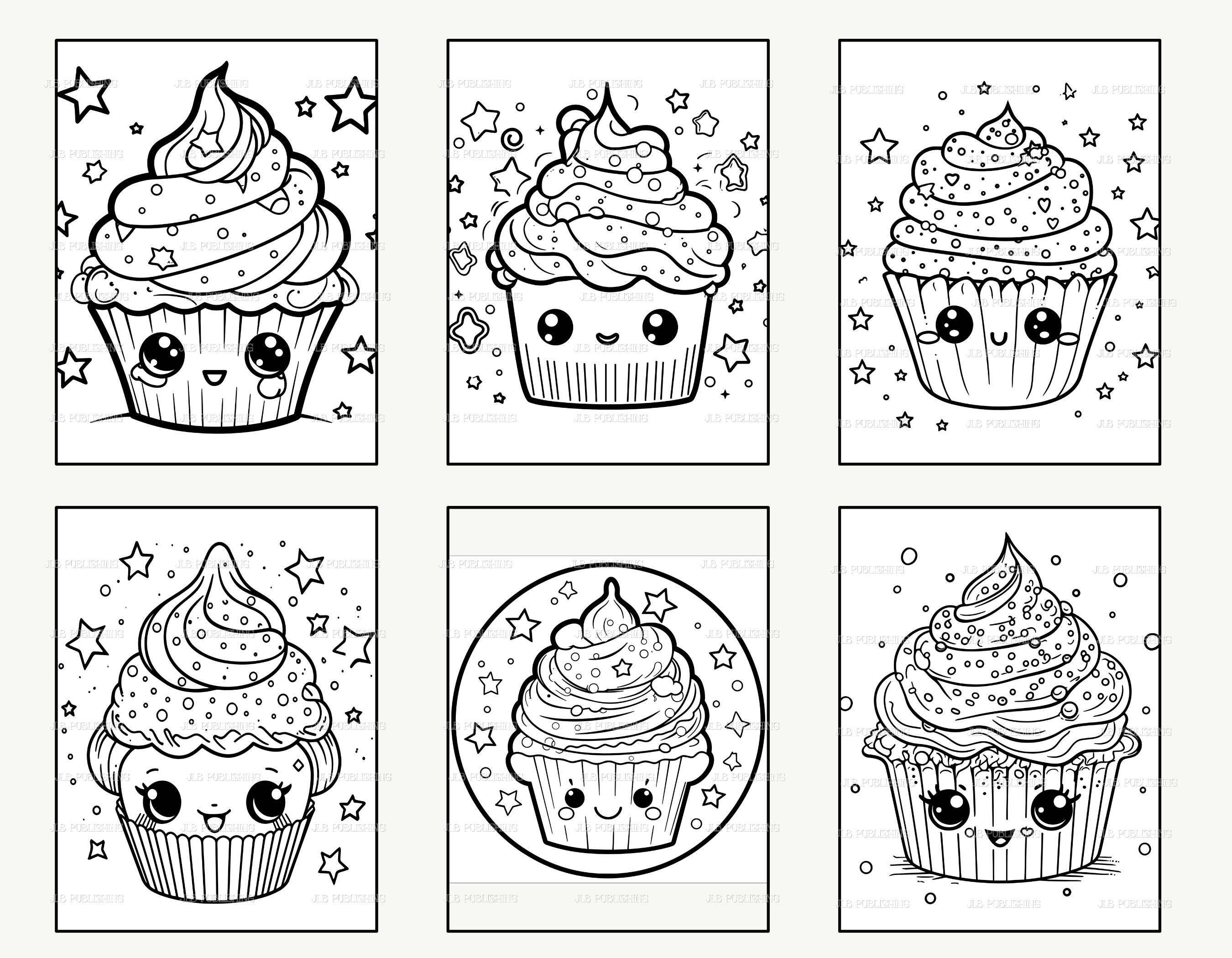 20 Kawaii Cute Cupcakes Coloring Pages Kid's Coloring Book ...