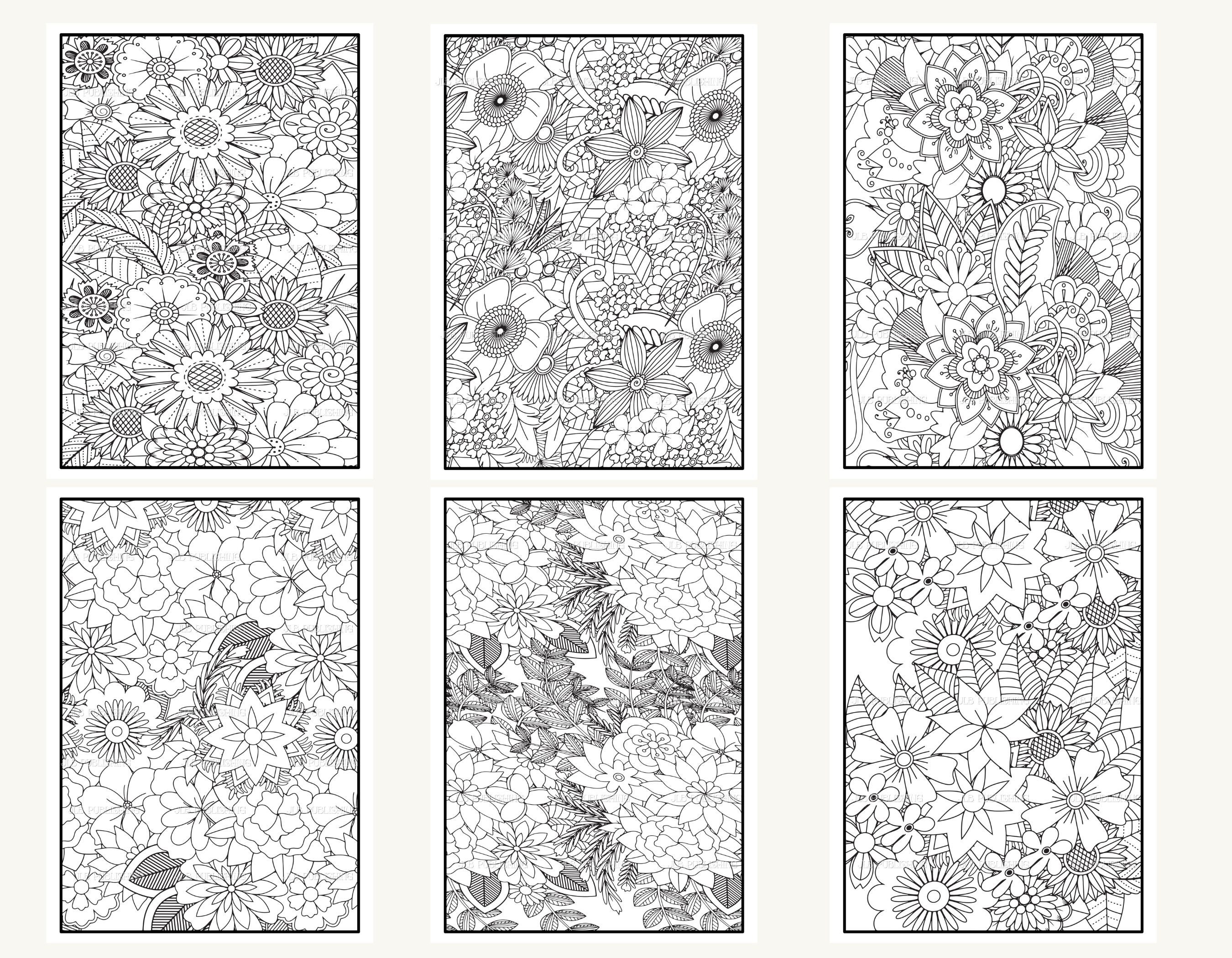 20 Flower Pattern Coloring Pages Set 3 Adult Coloring Book Download ...