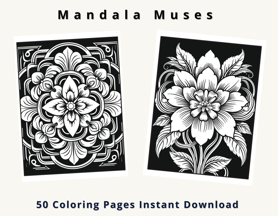 50 Mandala Muses Coloring Pages Adult Coloring Book Download Printable ...
