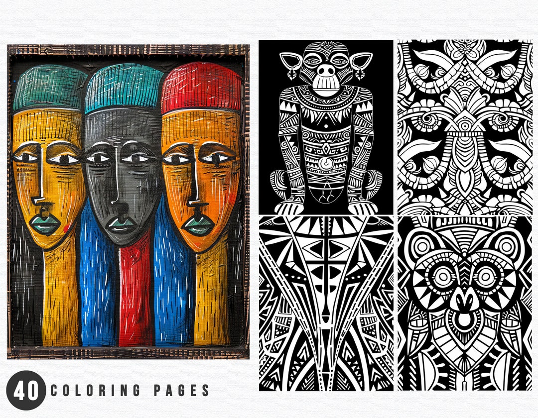 40 African Tribal Coloring Pages Adult Coloring Book Download Printable ...