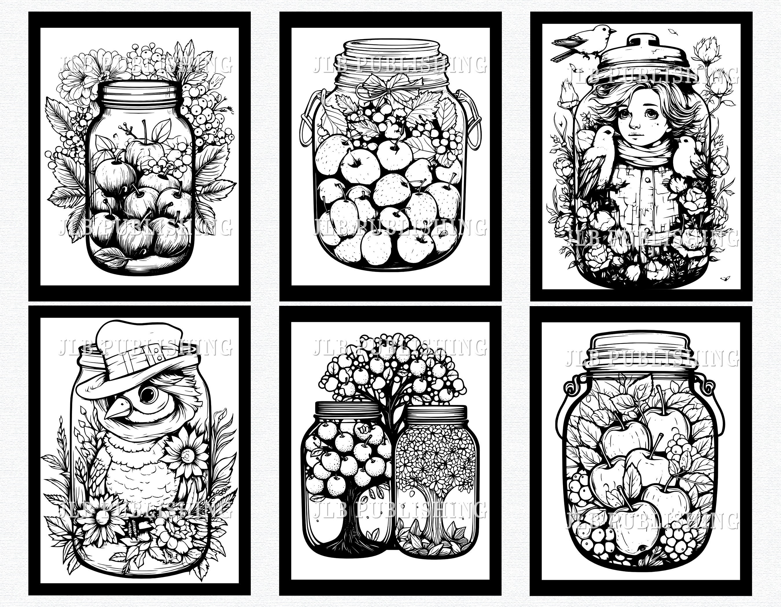 40 Autumn in A Jar Coloring Pages | Adult Kid Coloring Book Download ...