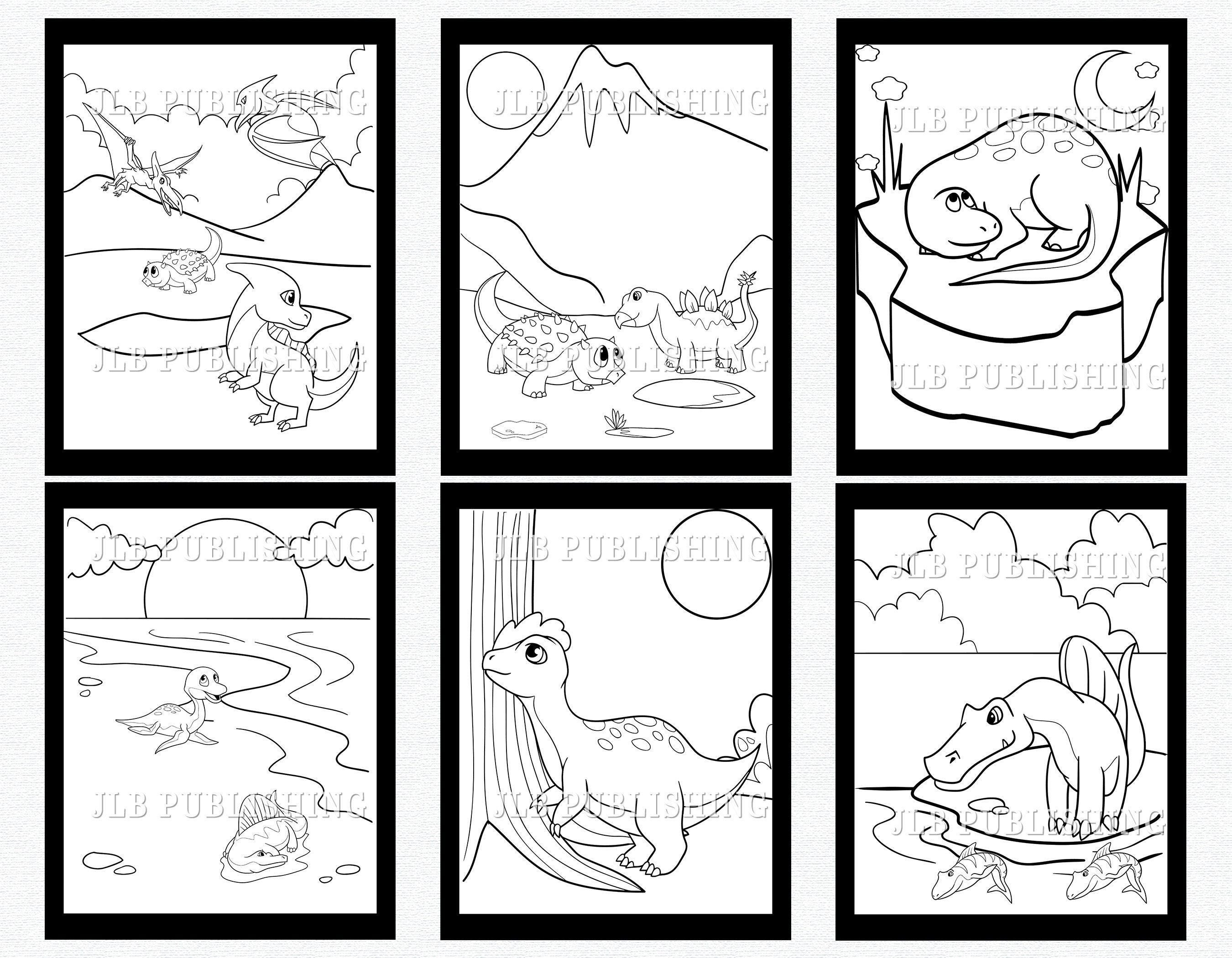 40 Fun Dinosaurs Coloring Pages Kid Coloring Book Download Printable ...