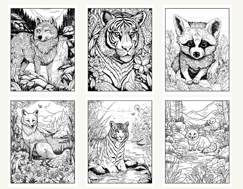 20 Animals in the Wild Coloring Pages Adult Coloring Book Download ...