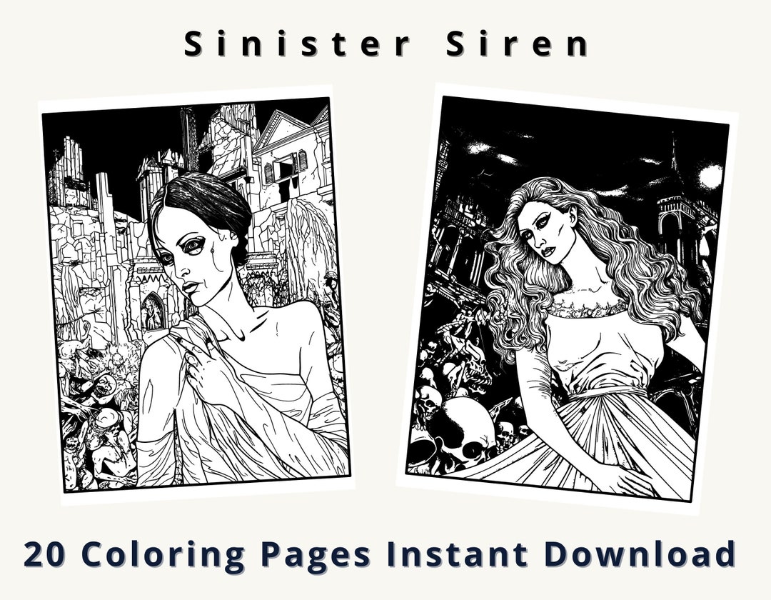 20 Sinster Sirens Coloring Pages Adult's Coloring Book ...