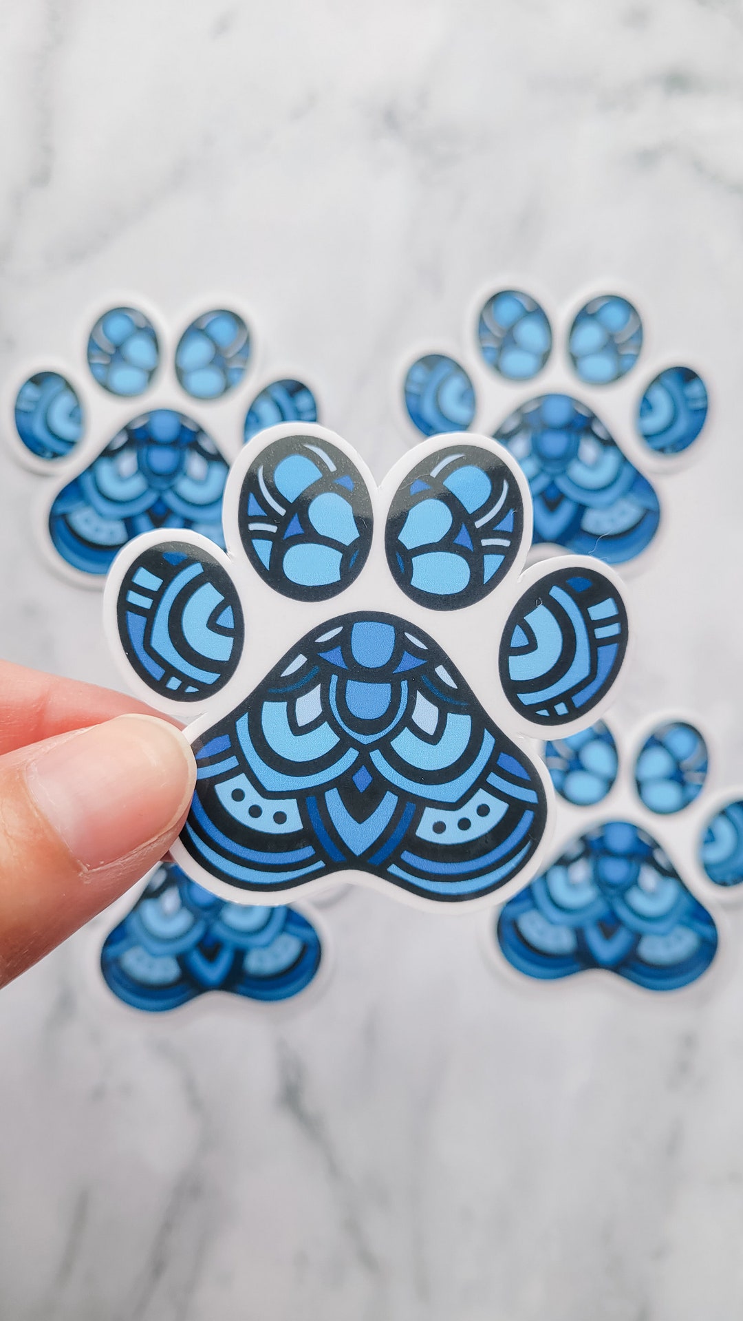 Geometric Paw Print Sticker Blue Dog Mom Waterproof Laptop Decal Pet ...