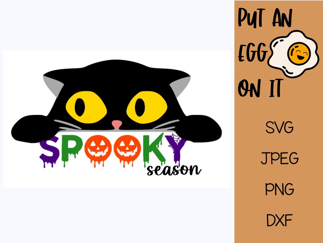 Spooky Season Cute Cat DXF, JPEG, SVG Files, Cutekid Shirt, Halloween ...
