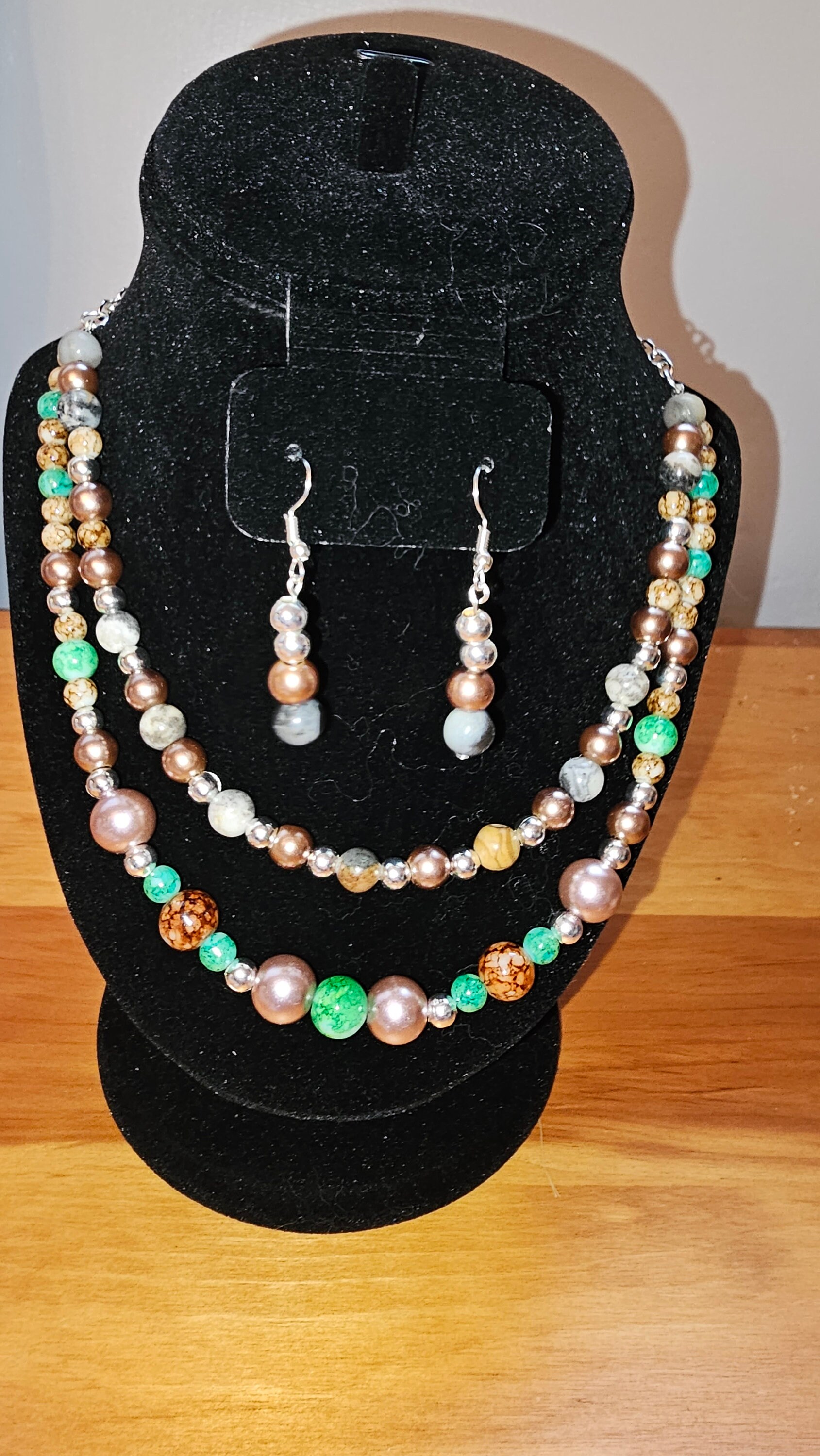 Serengeti Collection Necklace and Earrings, Double Stranded Necklace ...
