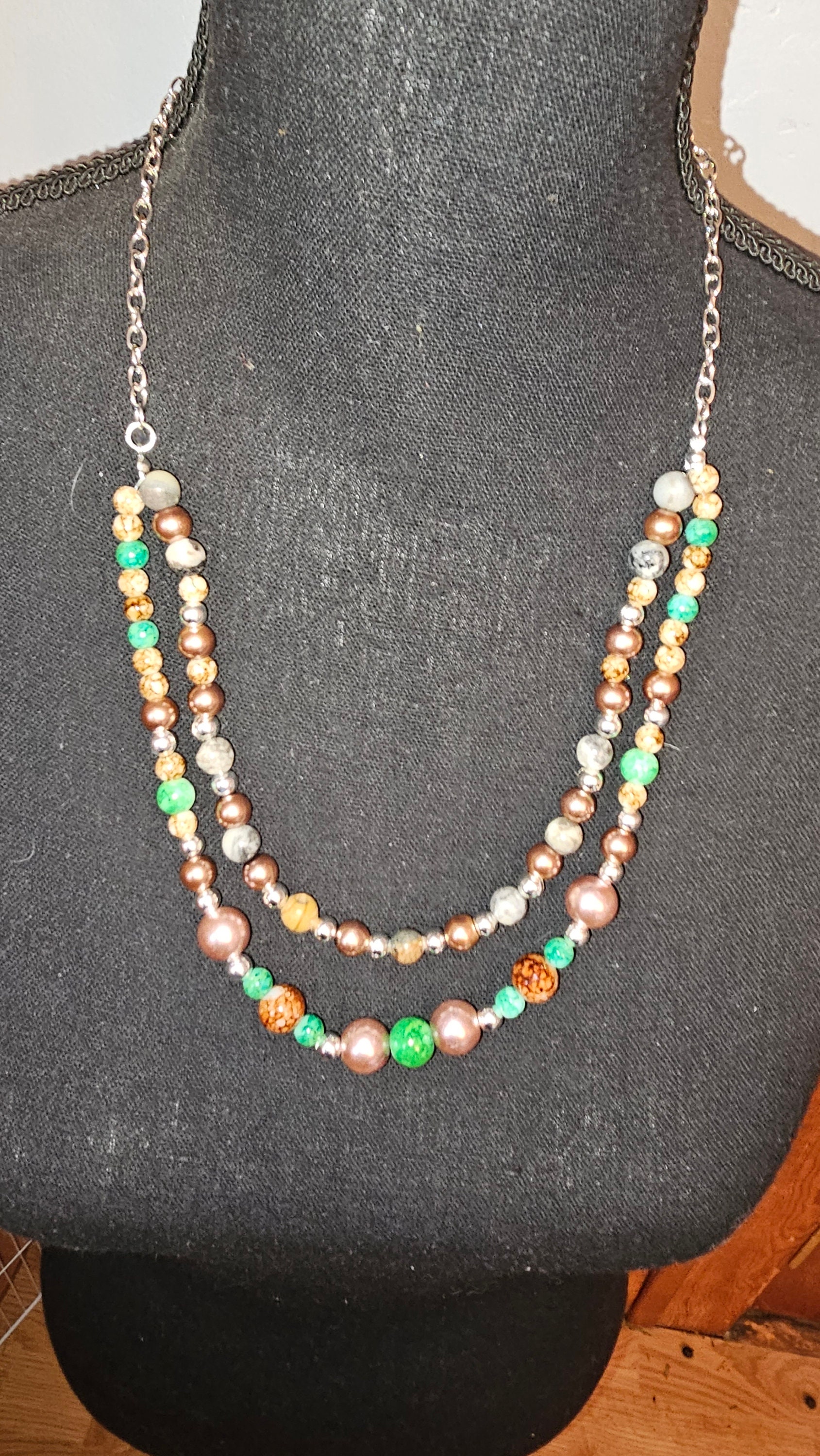 Serengeti Collection Necklace and Earrings, Double Stranded Necklace ...