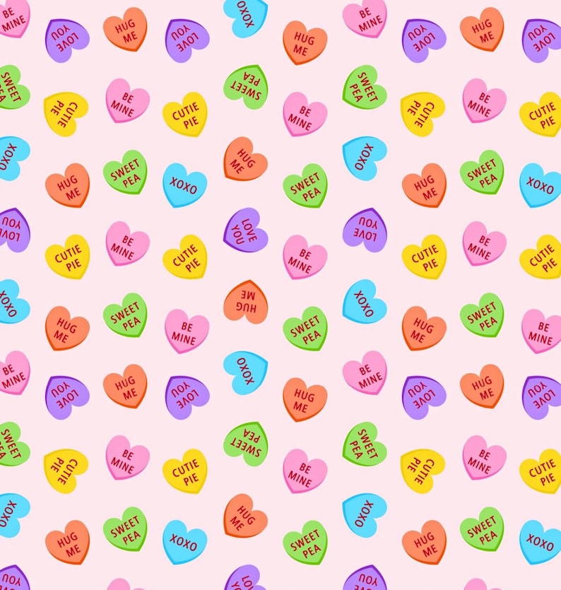 Valentine’s Day Conversation Hearts Clay Transfer Paper #V3, Cute Candy ...