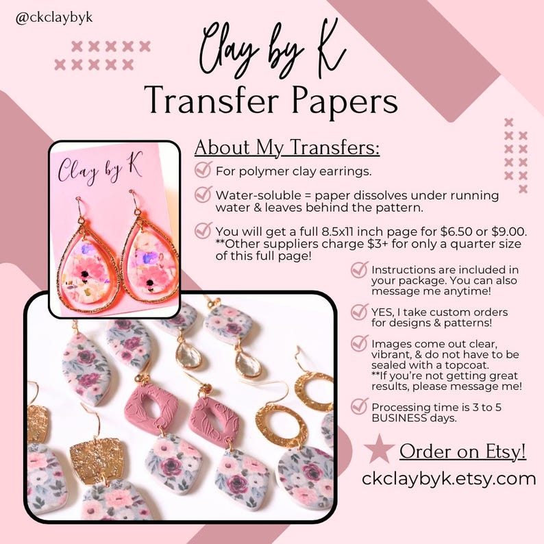 Valentines Day Pink Polka Dots Clay Transfer Paper V22, Cute Pattern ...