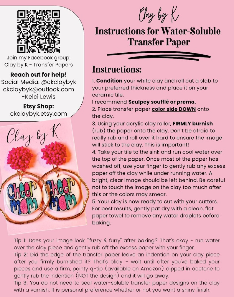 Fruit & Flowers Clay Transfer Paper #F117, Bold Citrus Pattern for ...