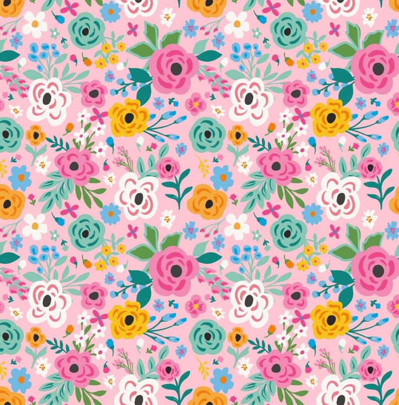 Spring Florals Clay Transfer Paper E7, Pink Pastel Flower Pattern for ...