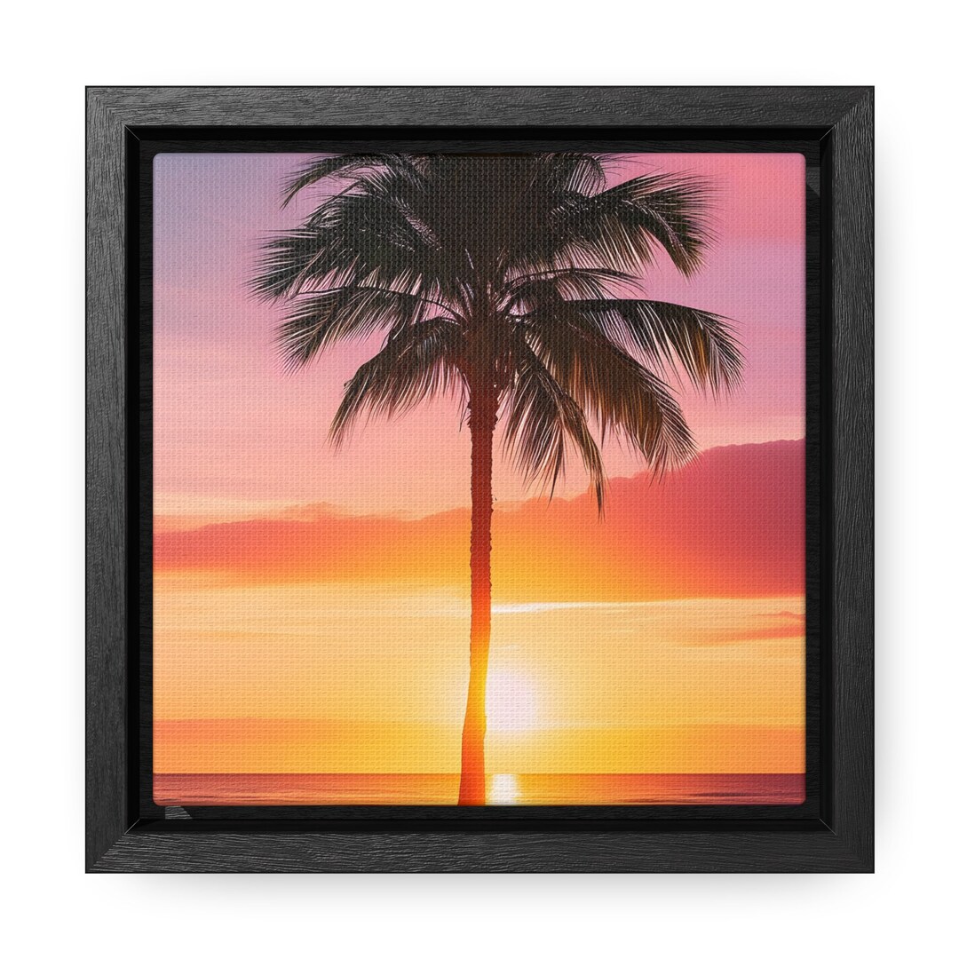Translucent Sunset Palm Tree Square Canvas Wrap - Etsy