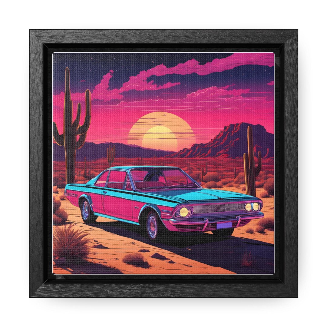 Retro Synthwave Desert Starlit Night Canvas Wrap - Etsy