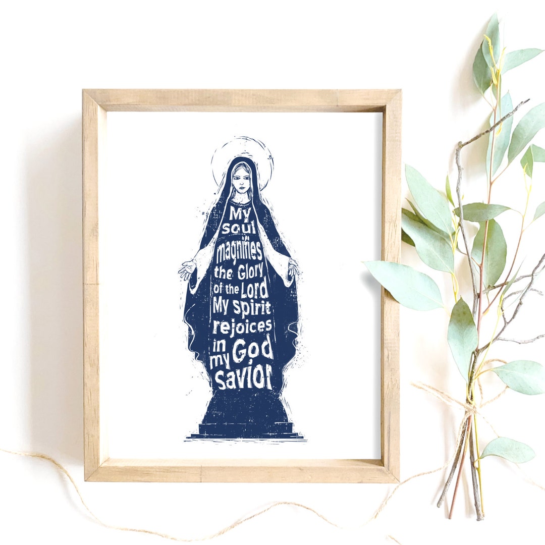 Marian Art | Magnificat Linocut Print | My Soul Magnifies the Lord | My ...