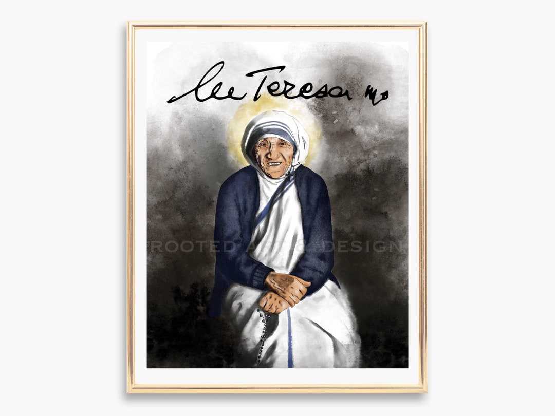 Mother Teresa Signature Print| St Mother Teresa of Calcutta Painting ...