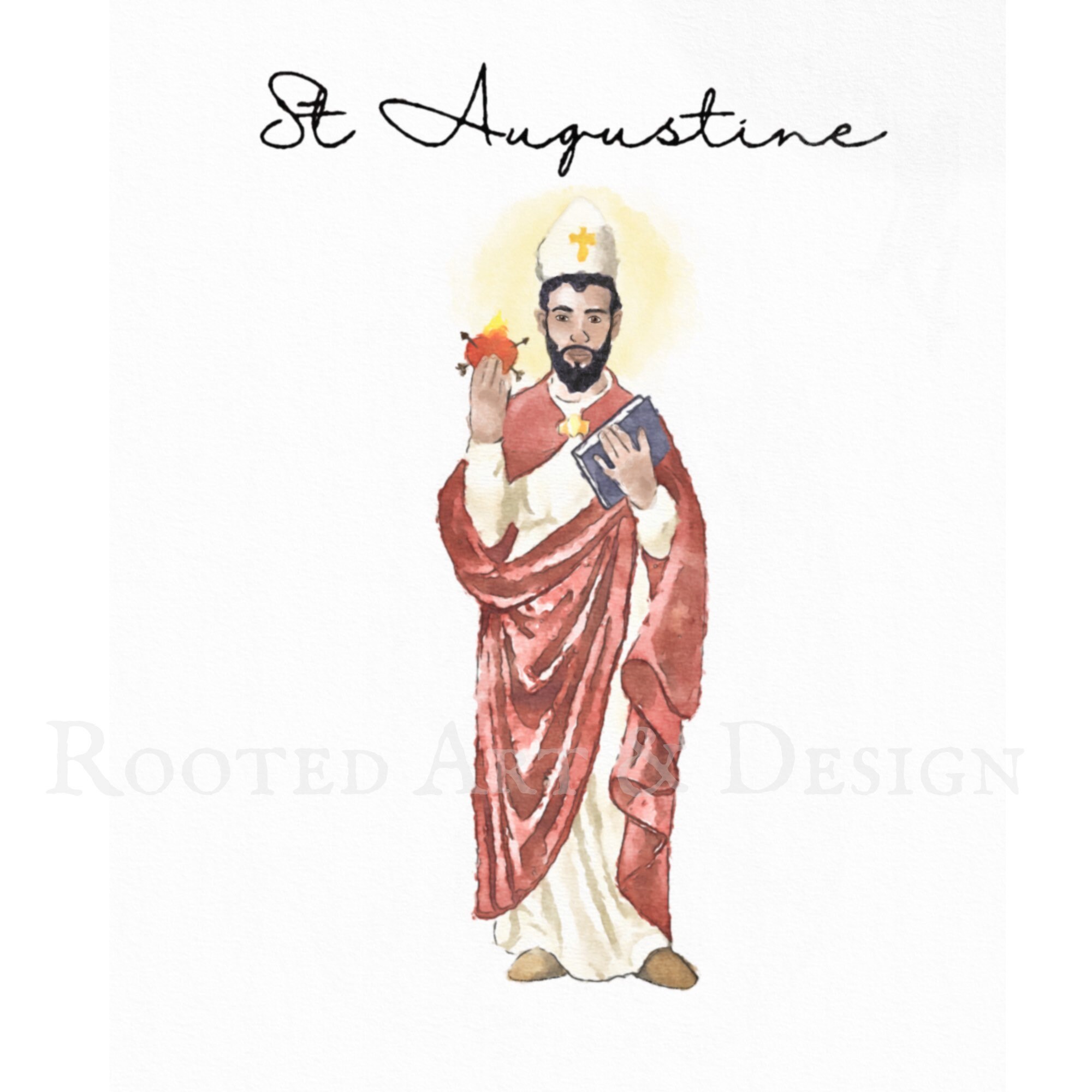 St Augustine Print Saint Art Catholic Watercolor catholic Confirmation ...