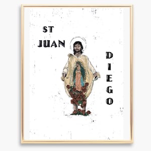 St Juan Diego Art | Catholic Linocut Print | Our Lady of Guadalupe ...