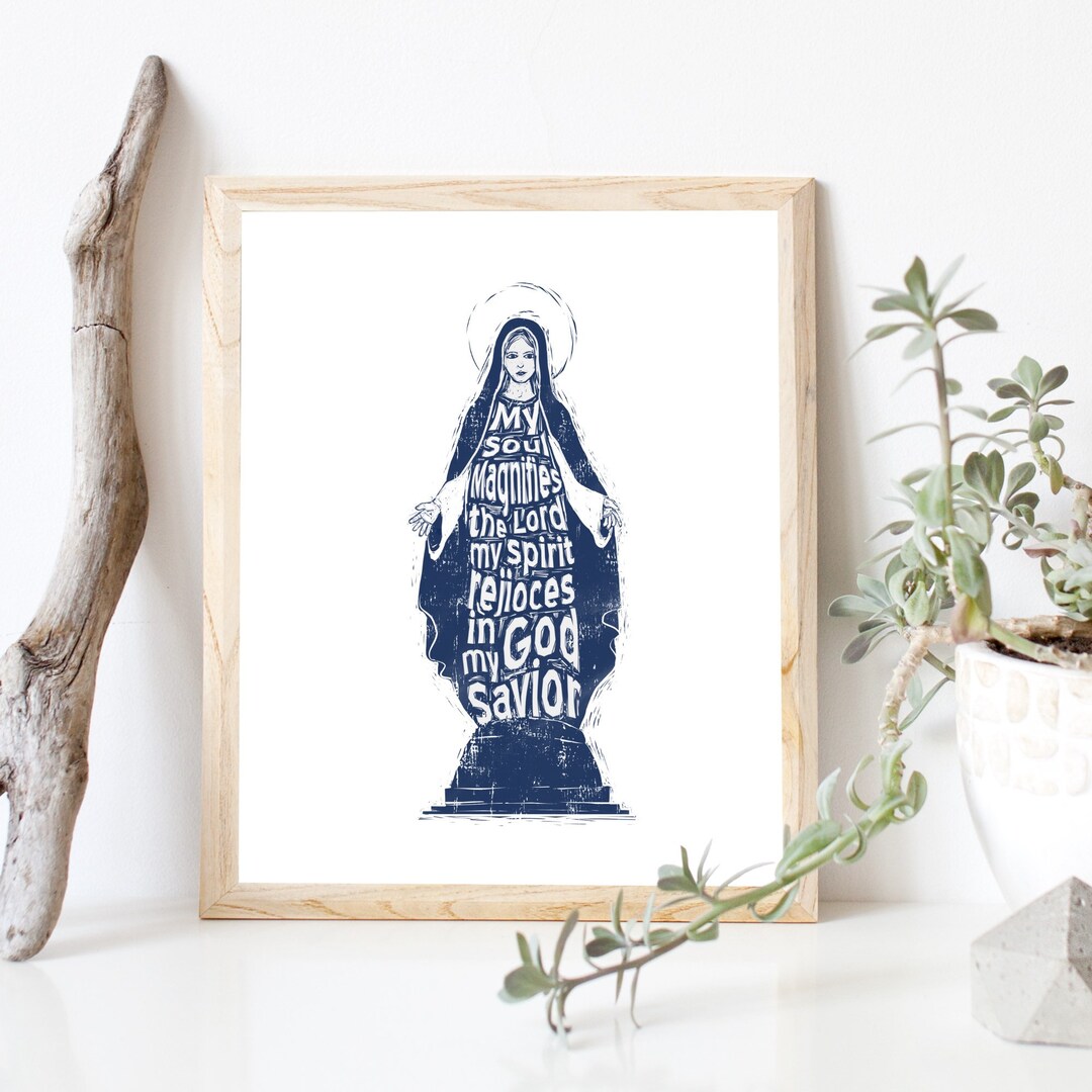 Marian Art Magnificat Linocut Print My Soul Magnifies the - Etsy
