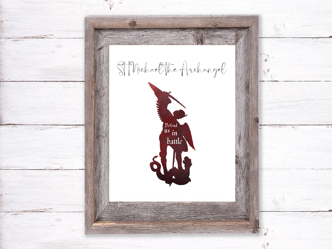 St Michael the Archangel Print | Defend Us in Battle Quote | Saint ...