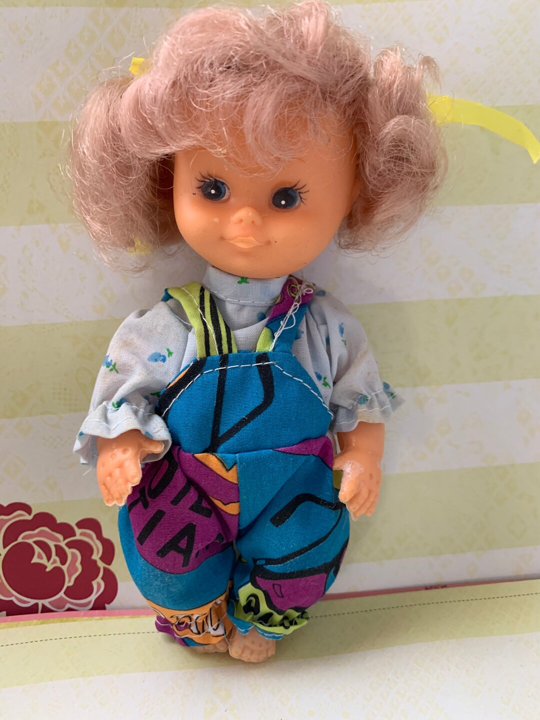 Vintage Made in Japan Doll 6” Retro Colors Clothing. Pigtails With ...