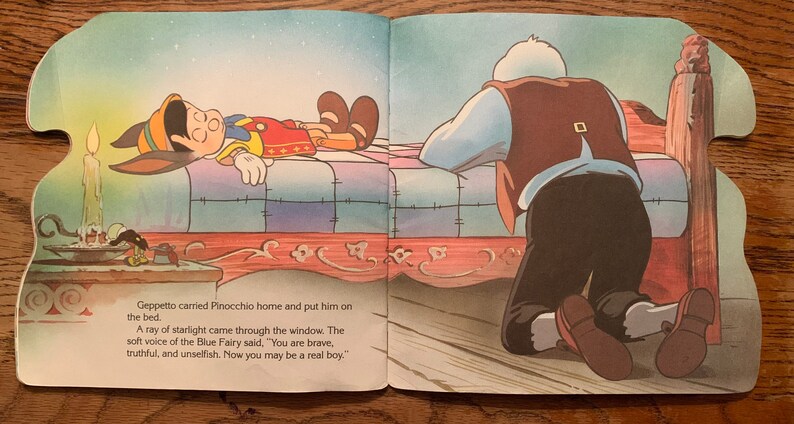 Vintage A Golden Super Shape Book Walt Disneys Pinocchio 1988 - Etsy