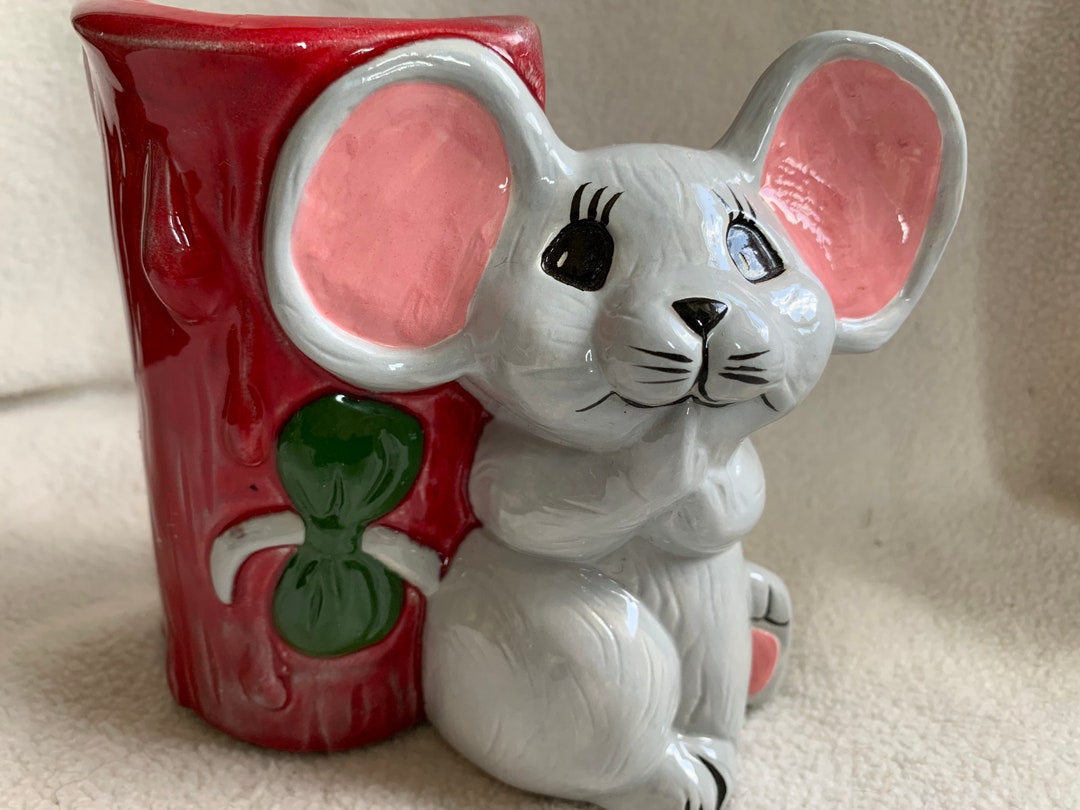 Ceramic Vintage Christmas Mouse Candle Holder - Etsy