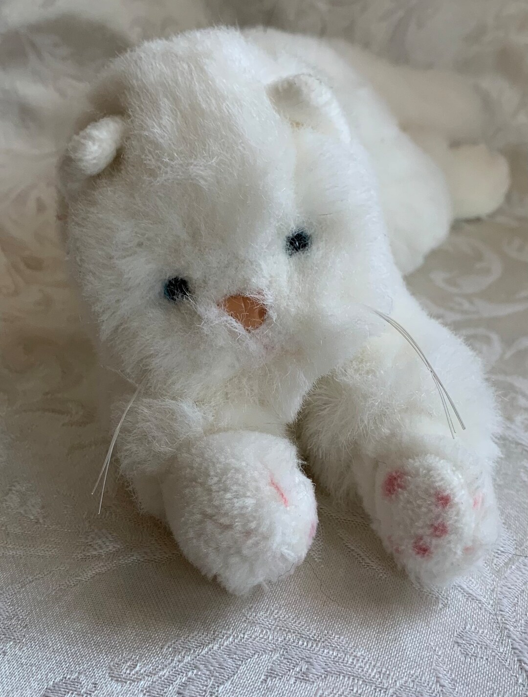 Vintage 24K Polar Plush White Kitten Cat With Rattle Misty 4831 Persian ...