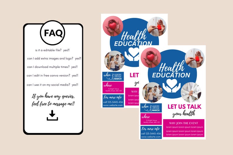 Health Fair FLYER CANVA| A4 Flyer Template |health Poster| Editable ...